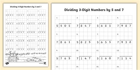 Dividing Digit Numbers By And On Squared Paper