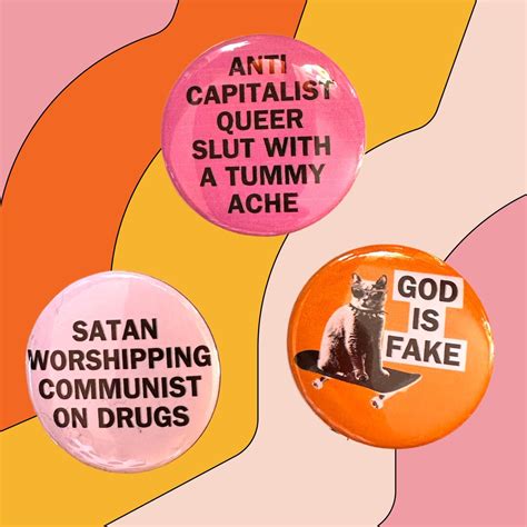 Button Badge 175” Hail Satan Anti Capitalist God Is Fake Etsy