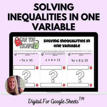 Solving Inequalities In One Variable Digital Escape Room Activity