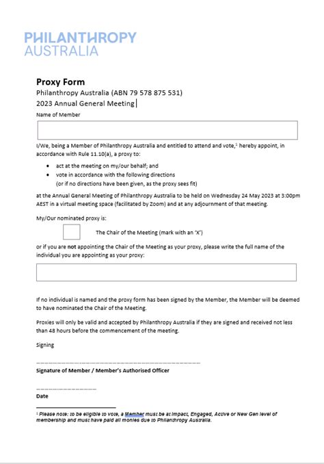 Proxy Form Philanthropy Australia