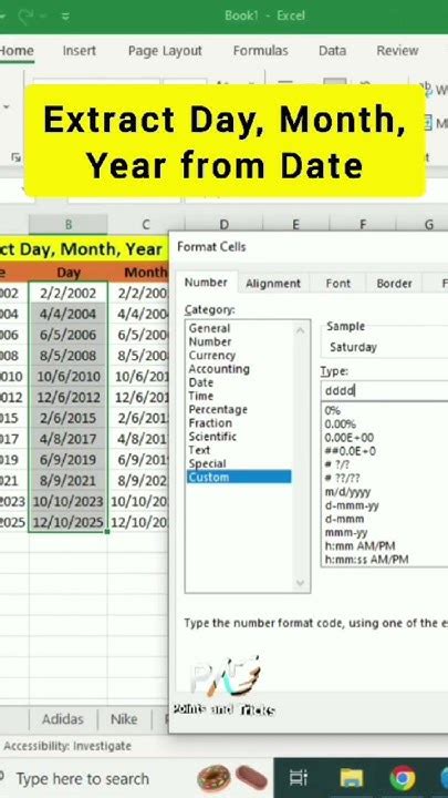 Extract Day Month And Year From Date Excel Learning Points And