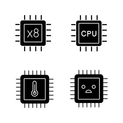 Processors Glyph Icons Set Octa Core Cpu Processors Microprocessor