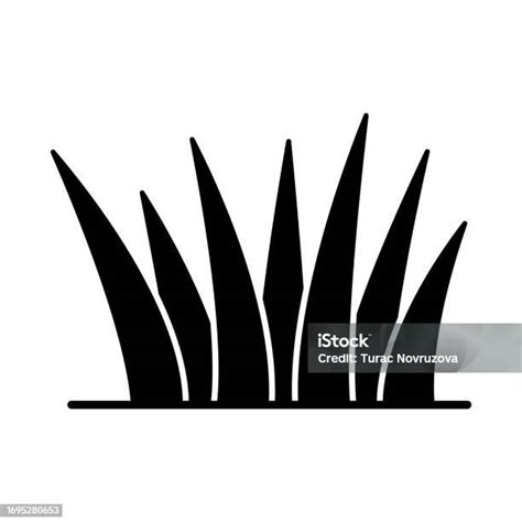 잔디 단단한 아이콘 자연 개념 흰색 배경에 잔디 표지판 잔디는 문자 모양 스타일의 모바일 개념 웹 디자인으로 아이콘을 남깁니다 벡터 그래픽 0명에 대한 스톡 벡터 아트 및