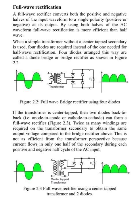 Solved Half Wave And Full Wave Bridge Rectifier Circuits