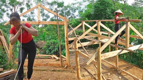 timelapse start to finish alone build log cabin wooden house how