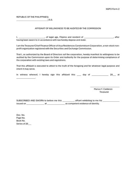 Nspo Form 2 Pdf