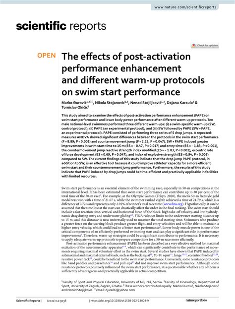 Pdf The Effects Of Post Activation Performance Enhancement And