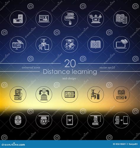 Set Of Distance Learning Icons Stock Vector Illustration Of Communication Online 85618681