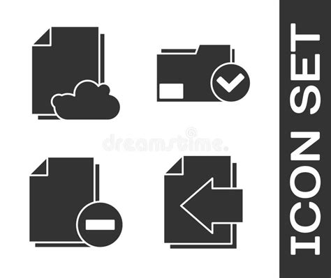 Set Next Page Arrow Cloud Storage Text Document Document With Minus And Document Folder And
