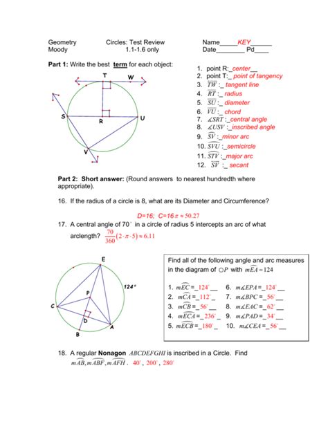 Circles Geometry Test Review 1 1 1 6