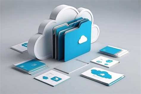 File Folders Document With Cloud Computing Technology Symbol Online Data Storage For Business