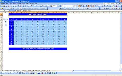Multiplication Table Excel Templates