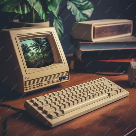 Premium Ai Image There Is A Computer Monitor And Keyboard On A Desk Generative Ai