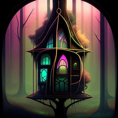 Premium AI Image A Drawing Of A House With A Tree In The Middle Of It