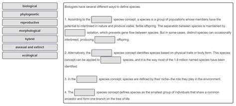 Solved Biologists Have Several Different Ways To Define