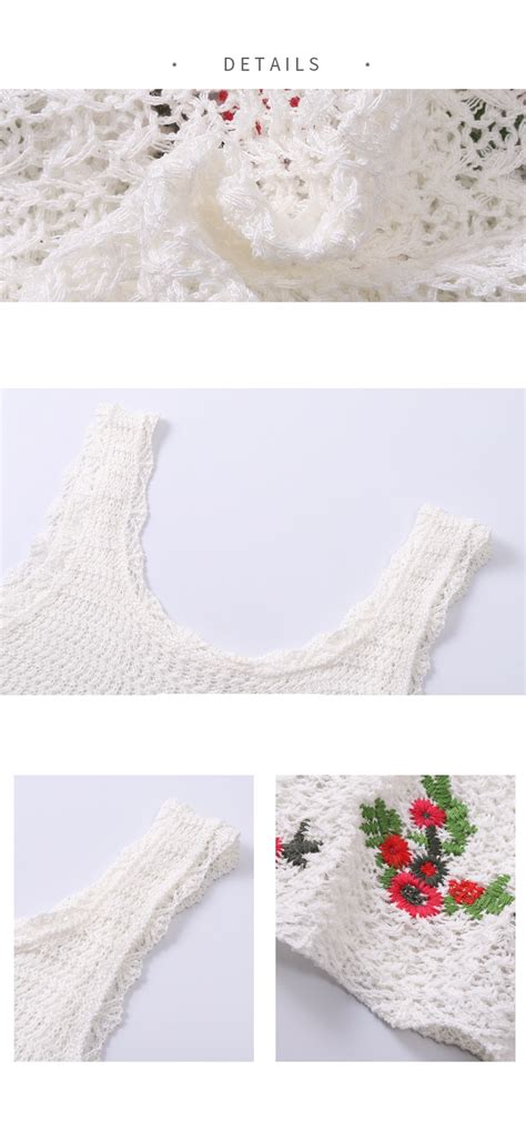 제이리본 입고중소녀 자수 뜨개 크롭니트러블리 아이돌 스타일 귀여운 플라워 꽃 자수 레이스 U넥 핸드메이드 느낌 물결 여름 민소매 나시 조끼 슬리브리스 캐미솔 숏 서스펜더