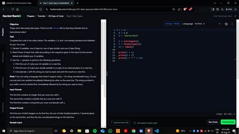 🚀 Embarking On An Exciting Journey With Hackerrank 30 Days Of Code 🚀 Low Kumar Chowdhury