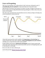1 Memory Curve Of Forgetting Pdf Curve Of Forgetting The Curve Of Forgetting Was Confirmed