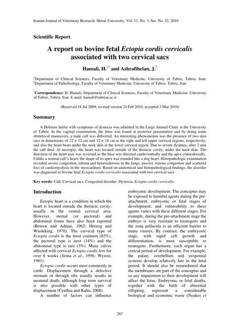 Pdf A Report On Bovine Fetal Ectopia Cordis Cervicalis Associated With Two Cervical Sacs