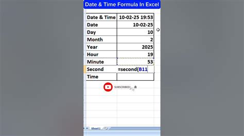 date and time formula in excel data exceltricks exceltips yutubeshorts