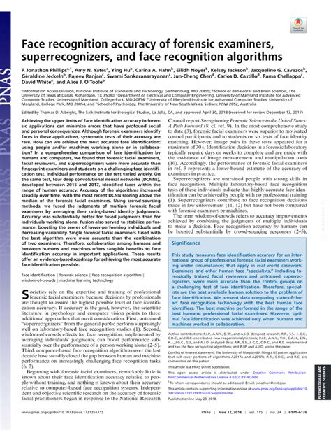 Face Recognition Accuracy Of Forensic Examiners Superrecognizers And Face Recognition