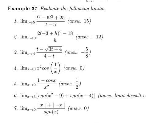 solved example 37 evaluate the following limits 1