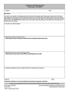 Iep Parent Concern Statement Samples