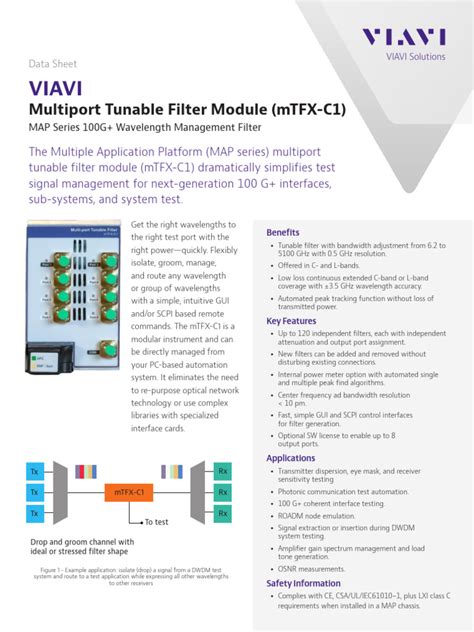 Multiport Tunable Filter Module Mtfx C1 Data Sheets En Pdf Bandwidth Signal Processing