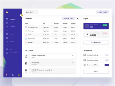 Time Tracking Web Dashboard Web Dashboard Ui Design Dashboard