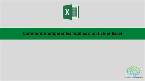 comment manipuler les feuilles d un fichier excel espritacademique