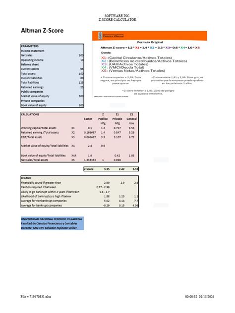 Altman Z Scoremodelode Trabajo 1 Pdf Sector Privado