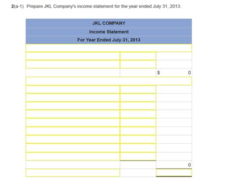 solved a six column table for jkl company follows the first