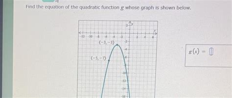Solved Find The Equation Of The Quadratic Function G Whose