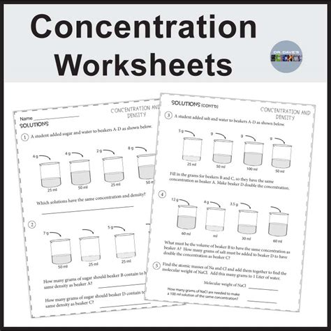 Chemistry Concentration Solution Worksheets Made By Teachers