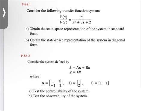 Solved Consider The Following Transfer Function System