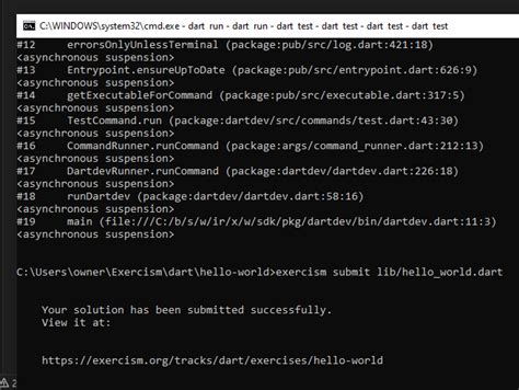 Running The Dart Hello World Exercise On Windows 10 Cli Exercism