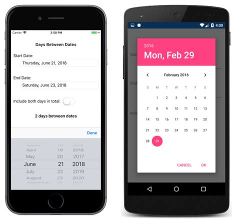 Xamarin Forms Days Between Dates Code Samples Microsoft Docs