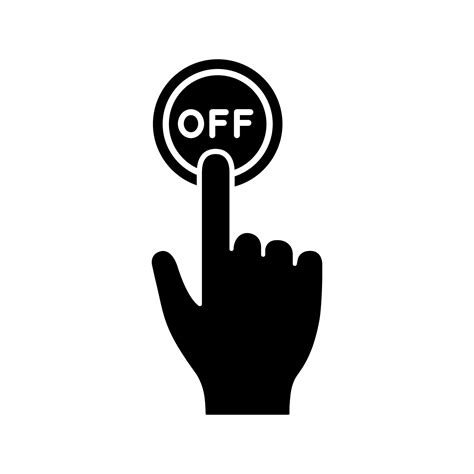 turn off button click glyph icon silhouette symbol shutdown power off hand pressing button