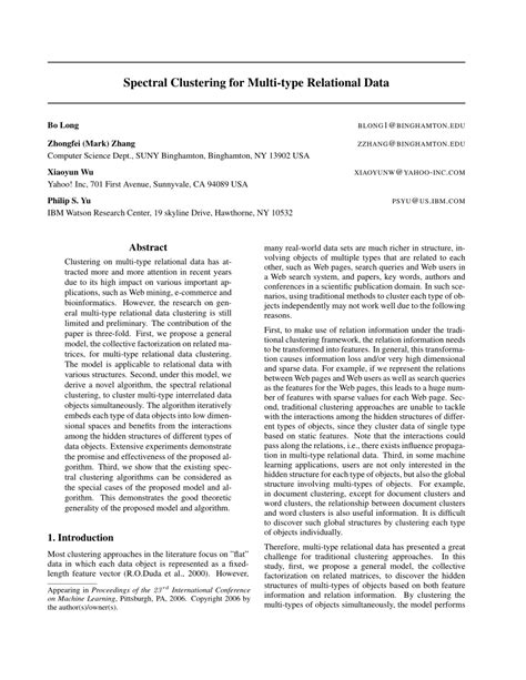 Pdf Spectral Clustering For Multi Type Relational Data