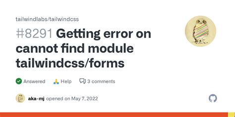 Getting Error On Cannot Find Module Tailwindcssforms · Tailwindlabs Tailwindcss · Discussion