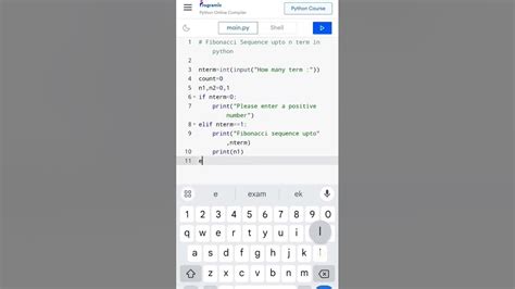 Fibonacci Sequence In Python Shorts Short Shortsfeed Shortvideo Coding Code Subscribe