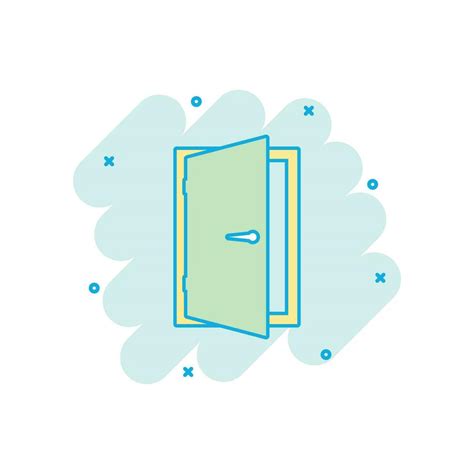 Vector Cartoon Door Icon In Comic Style Exit Sign Illustration Pictogram Open Door Business