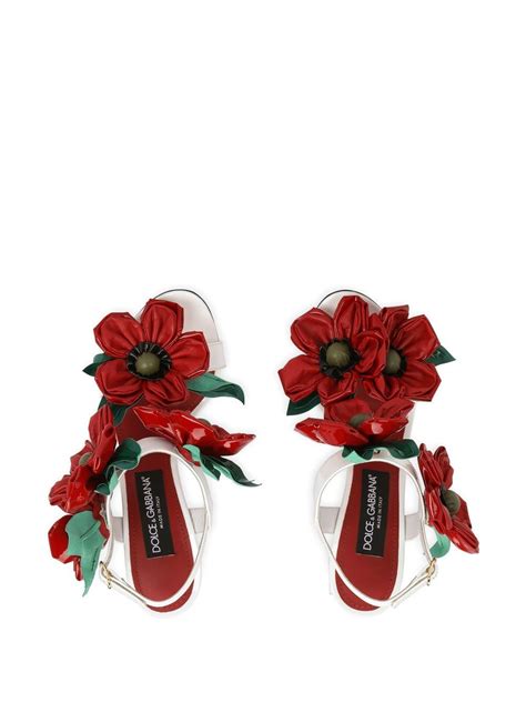 Dolce And Gabbana Floral Detail High Heel Sandals Red Farfetch
