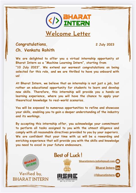 Venkata Rohith On Linkedin Virtualinternship Bharatintern Learningandgrowing