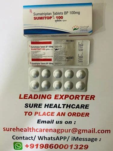 Sumatriptan 100 Mg Tablets At ₹ 450 Stripe Antimigraine Medication In