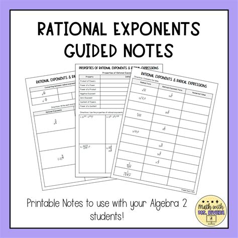 Rational Exponents Guided Notes Made By Teachers