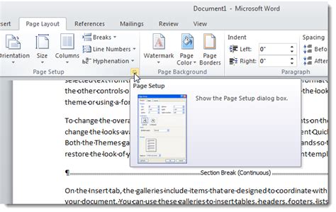 Change The Type For A Section Break In Word 2007 And 2010