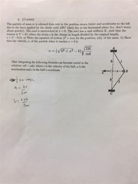 Solved The Particle Of Mass M Is Released From Rest In The