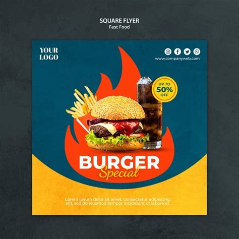 패스트 푸드 광장 전단지 서식 파일 무료 Psd 파일