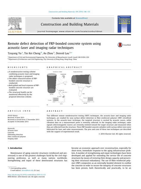 Pdf Remote Defect Detection Of Frp Bonded Concrete System Faculty